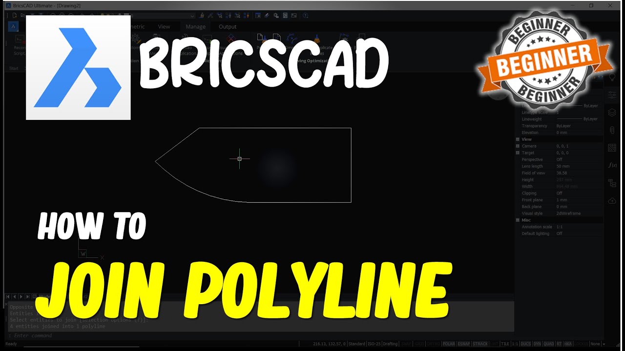 BricsCAD How To Join Polyline - YouTube