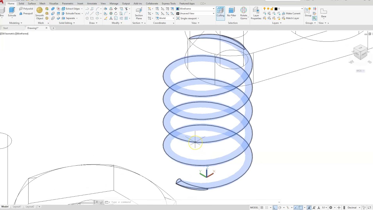 AutoCAD 3D - Helix, Sweep, and Extrude - YouTube