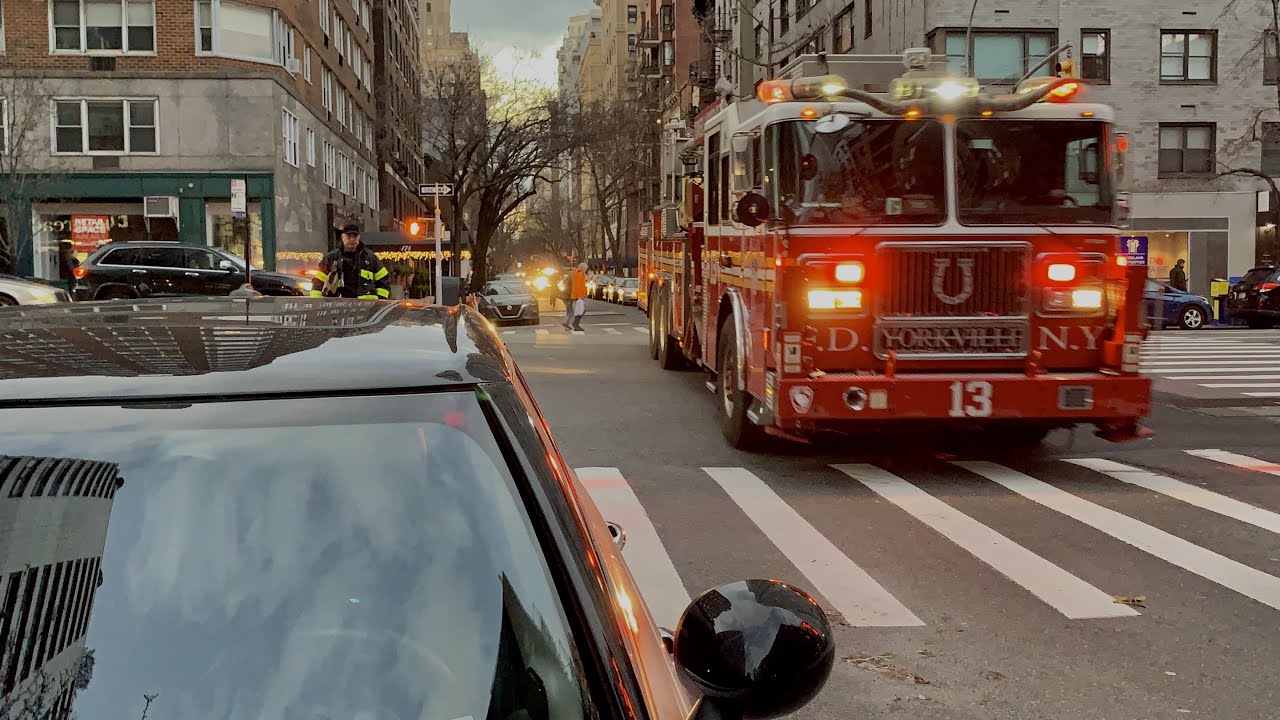 FDNY ENGINE 44, LADDER 13, and BATTALION 10 responding to an Odor of ...