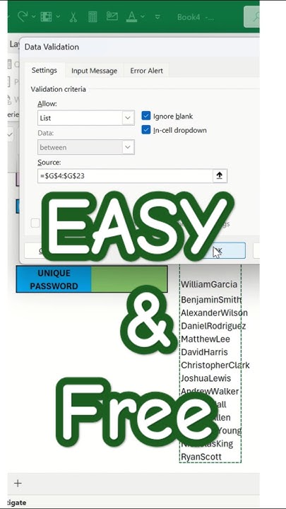 Generate PASSWORDS in Excel - Easy & FREE #shorts #ytshorts #cybersecurity #data #random #pwd ...