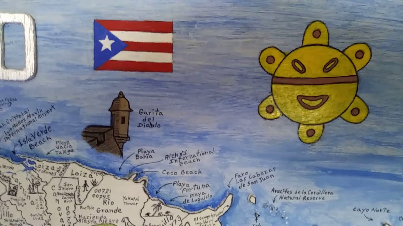 Mapa de Puerto Rico (Arte, Playa, Turismo, Pintura, Artesania) - YouTube