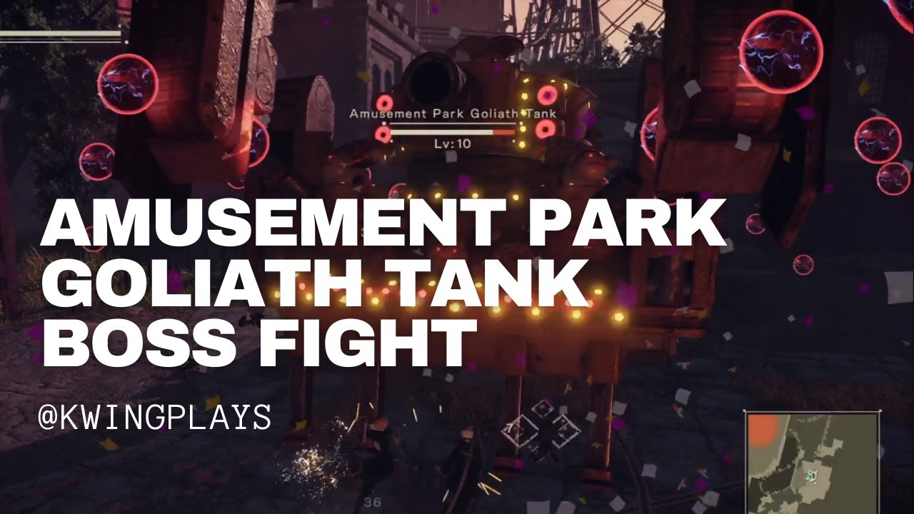 Nier Automata Amusement Park Goliath Tank Boss Fight - YouTube