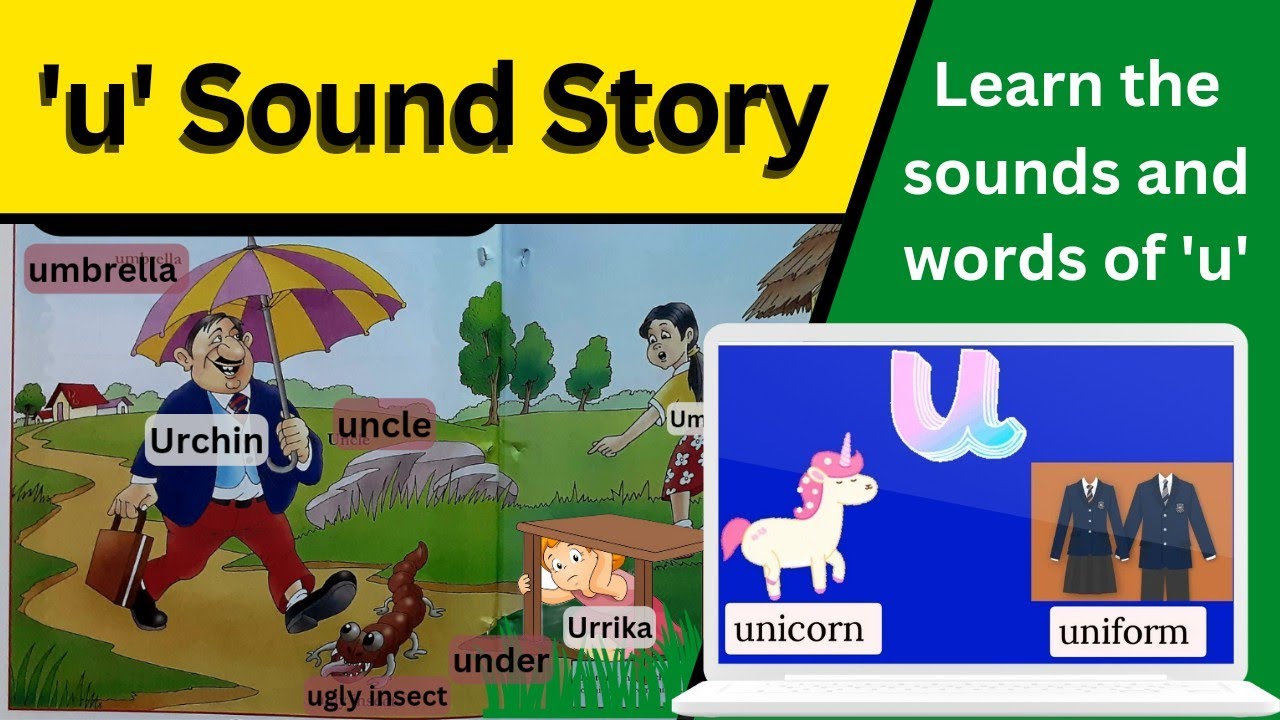'u' sound story| u as a vowel |u letter words| preposition-under - YouTube