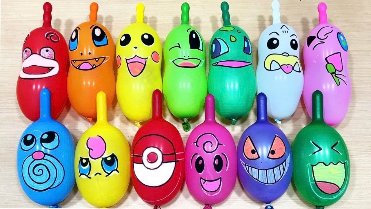 Clear Slime Meets Pokémon Balloons! ASMR DIY Slime Experiment #16 - YouTube