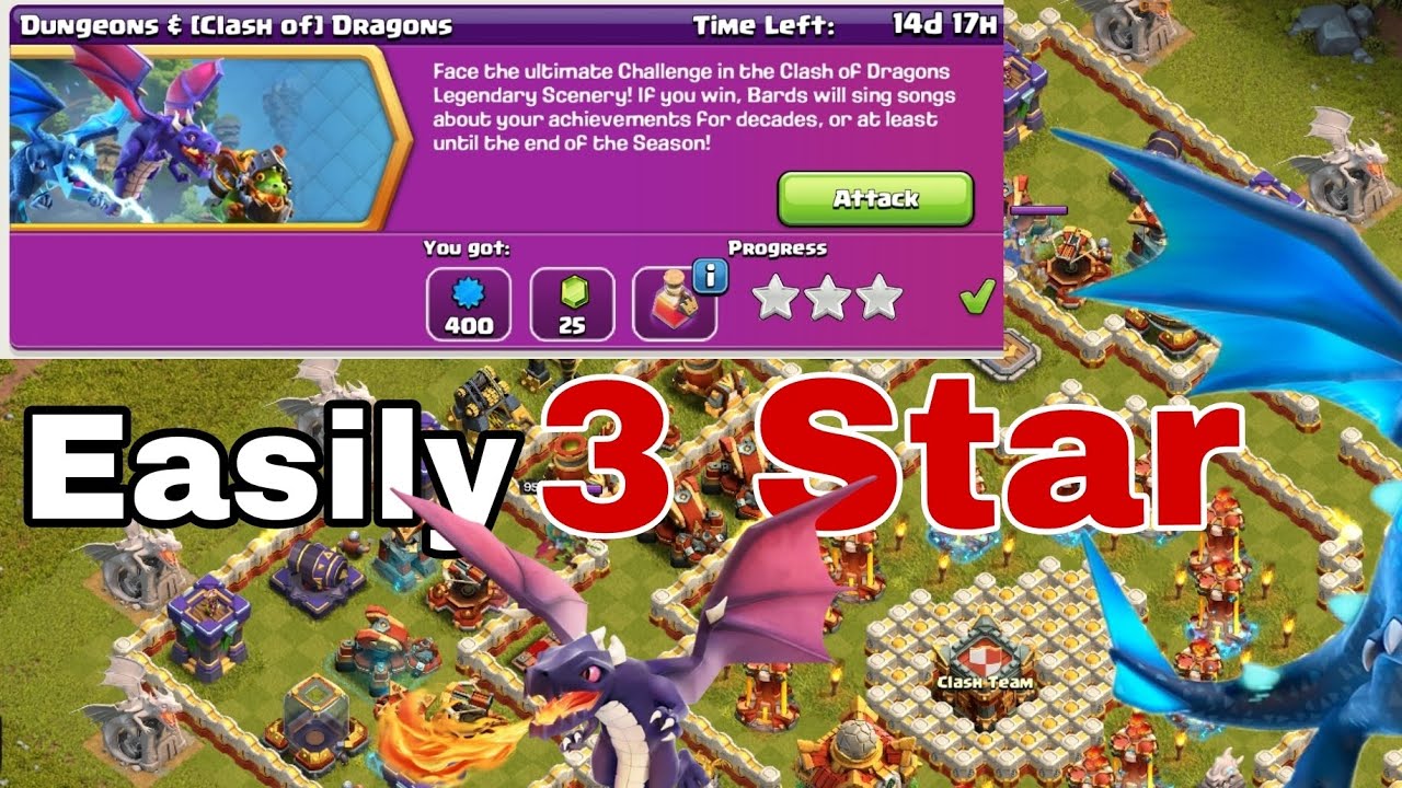 easily 3 star of new event attack/ Dungeons(clash of dragon)/Coc - YouTube