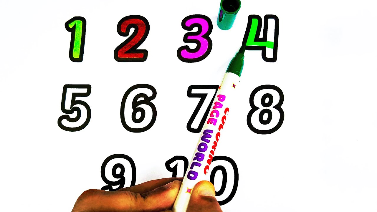 1234 Number Coloring | Learn to Count for Kids - YouTube