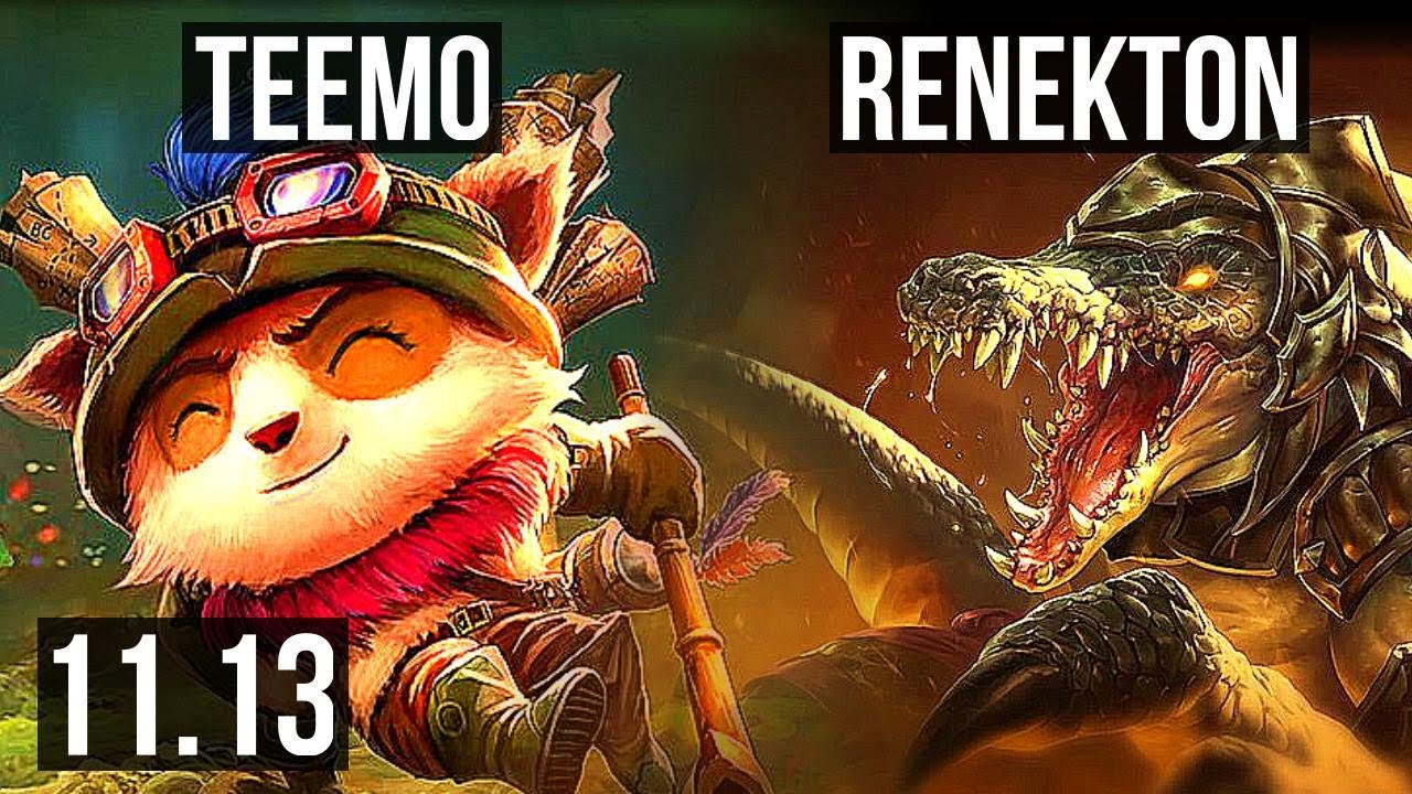 Teemo Vs Renekton Top Rank 1 Teemo 7 Solo Kills 700 Games Na