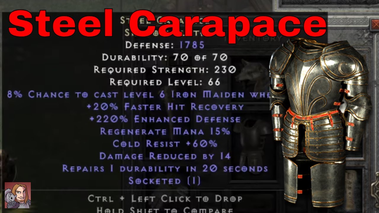 D2R Unique Items - Steel Carapace (Shadow Plate) - YouTube