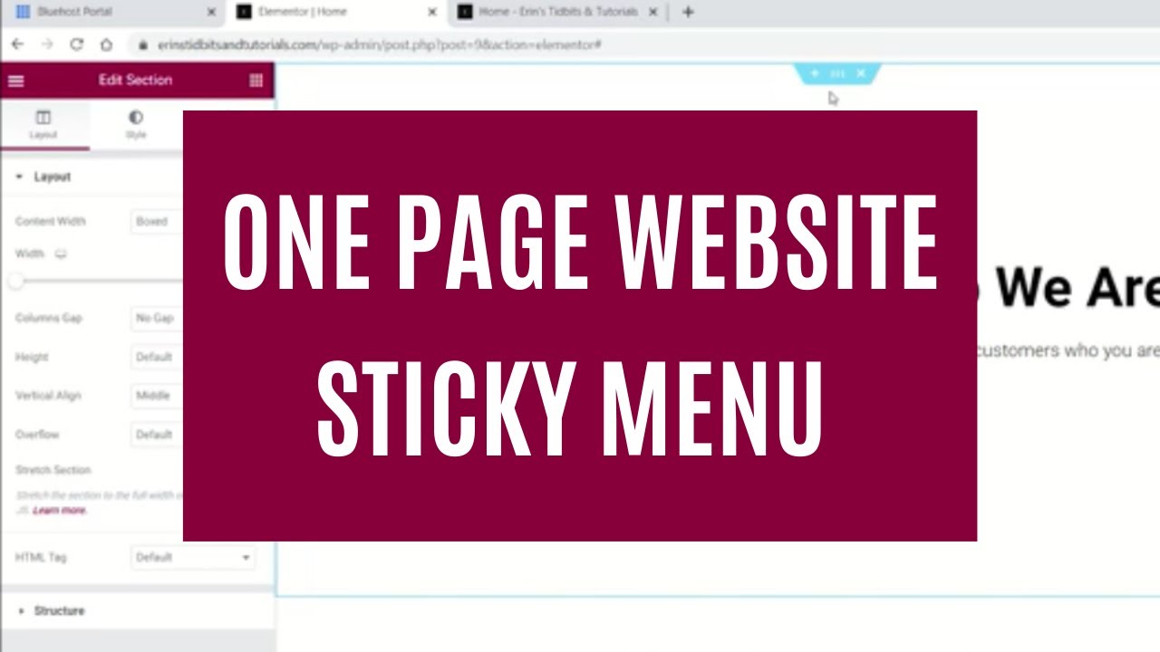 How To Make A Free Sticky Menu | One Page Elementor Website - YouTube