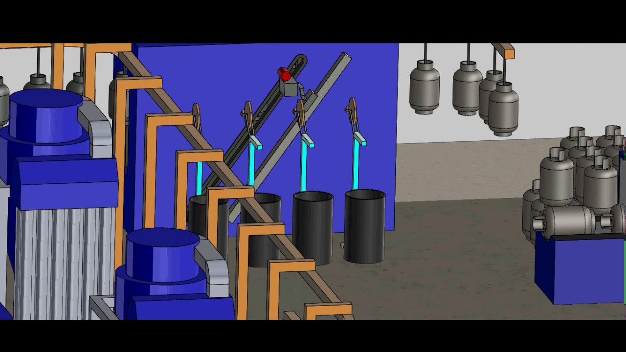 3D Animation of SANKUR LPG Cylinder Production Line Drawn by SOLIDWORKS ...