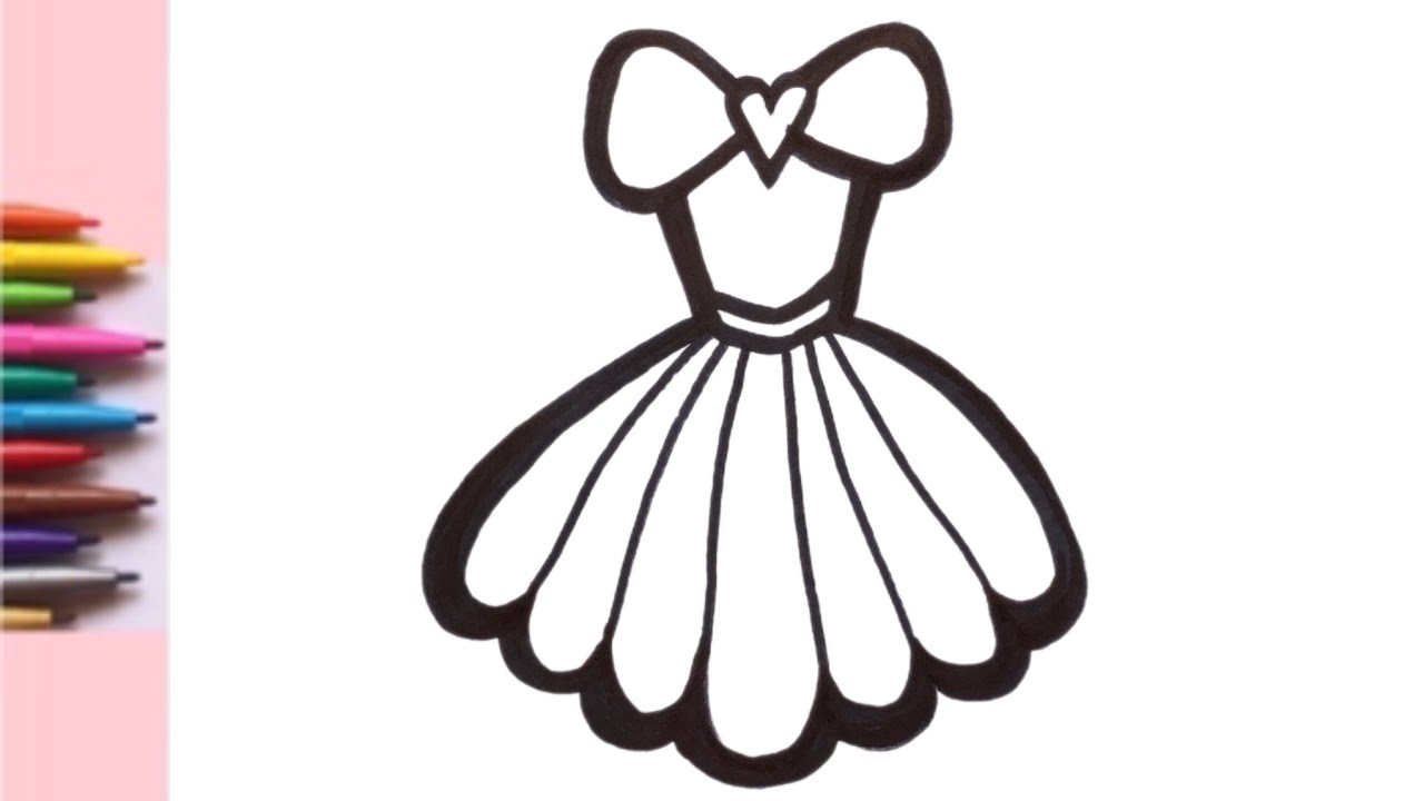How to draw a cute dress step by step for beginners and toddlers - YouTube