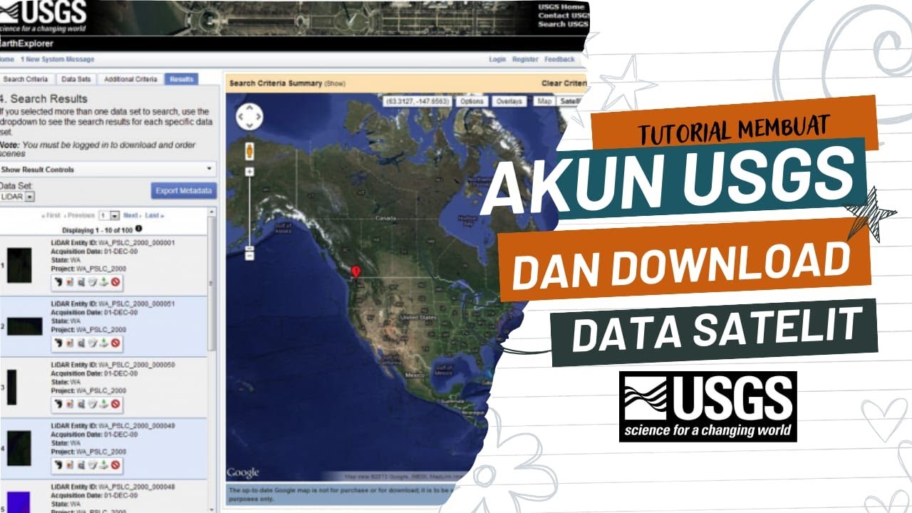 Tutorial website USGS membuat akun dan mendownload data citra satelit ...