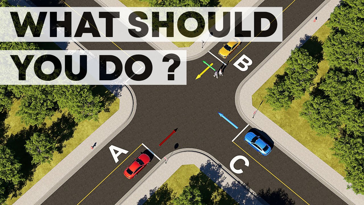 What should you do at this intersection? USA Driving Test and Road Rule ...