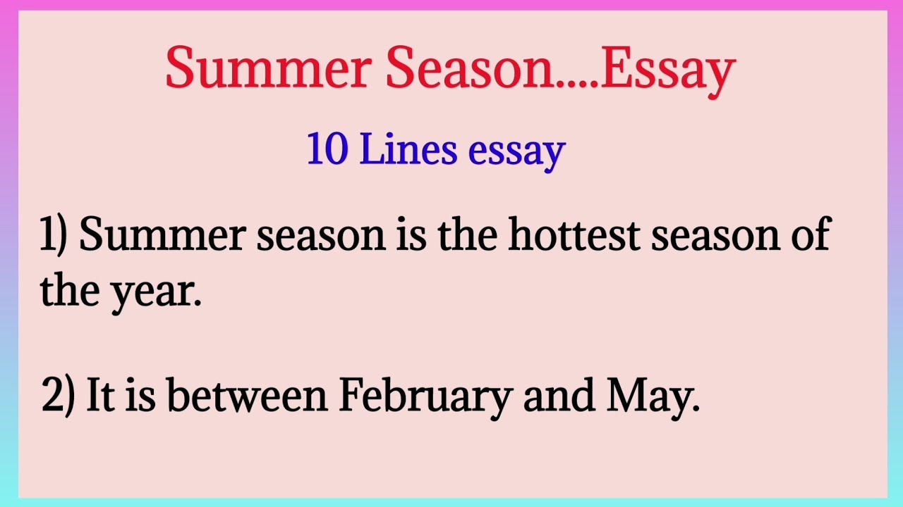 10 lines on Summer season /Summer english essay - YouTube