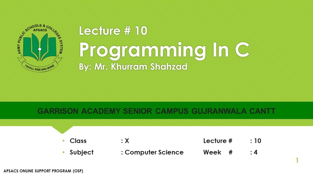 FBISE Lecture No 10 Class X Computer Science - YouTube