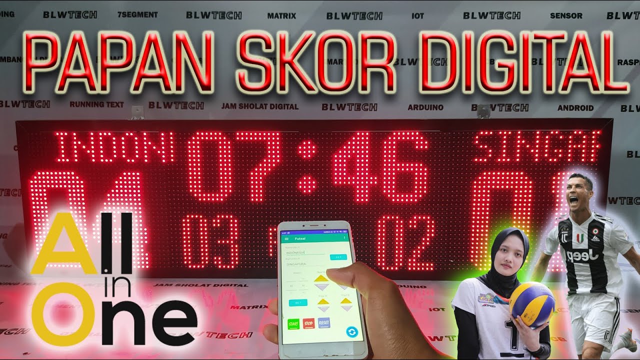 Papan Skor Digital All in One kontrol dengan HP Android untuk Sekolahan ...
