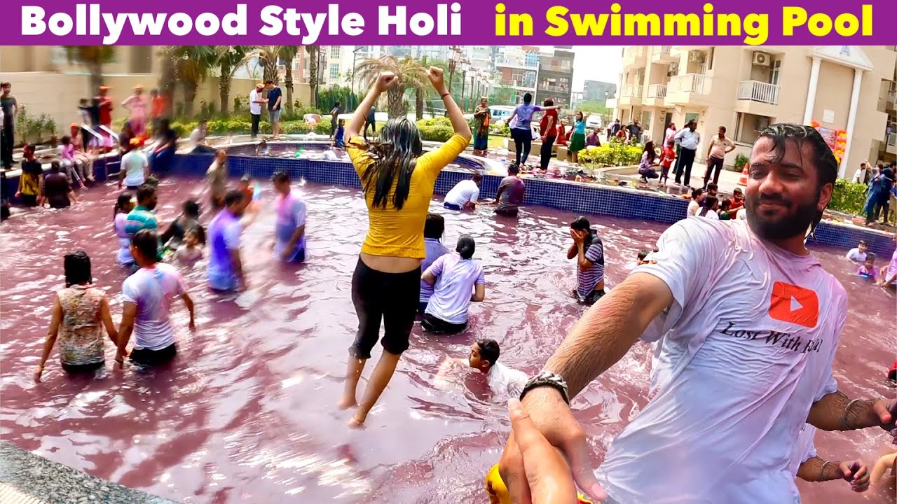Swimming pool me kya kia ye? 🥶 || holi celebration in colour pool ...