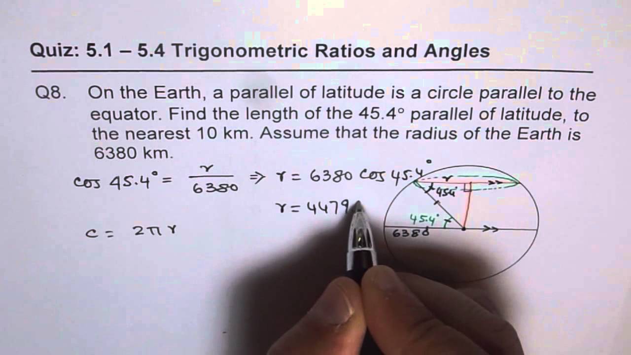Parallel of Latitude Trigonometry Application - YouTube