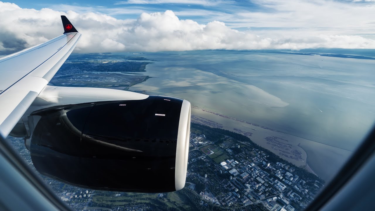WING VIEW - Air Canada Airbus A220 Beautiful Approach and Landing in ...