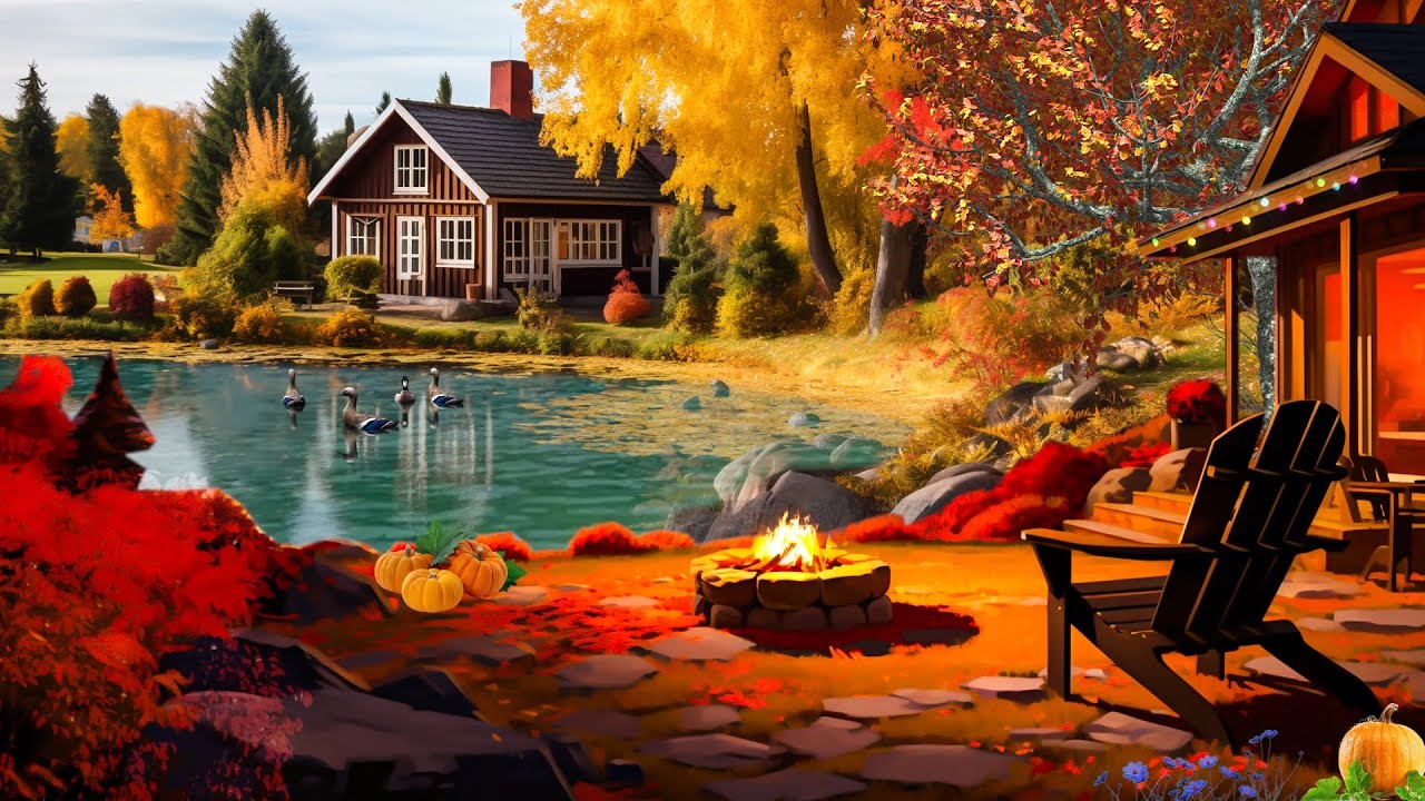 Cozy Campfire in Autumn Forest Ambience with Falling Leaves, Campfire ...