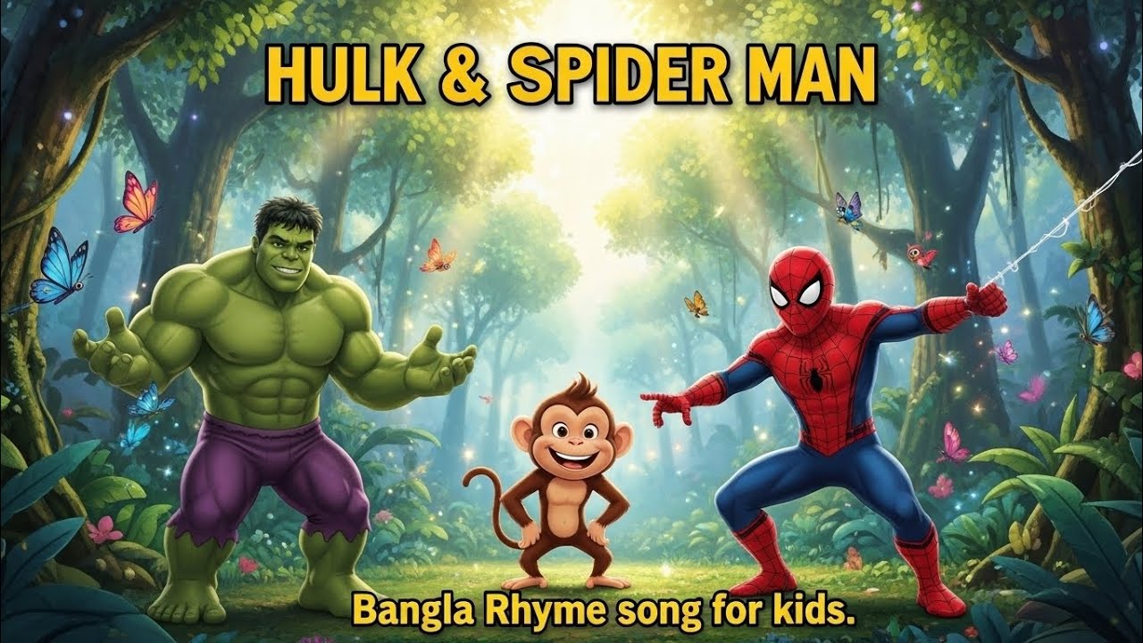Monkey Fun Adventure Song | Hulk & Spider-Man Jungle Rhyme | Bangla ...