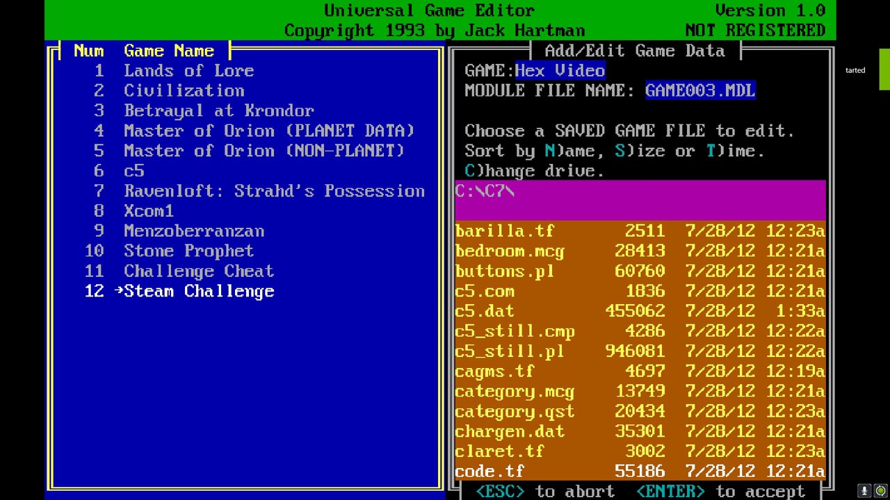 Let's Hack Challenge of the Five Realms Part 1: Universal Game Editor ...