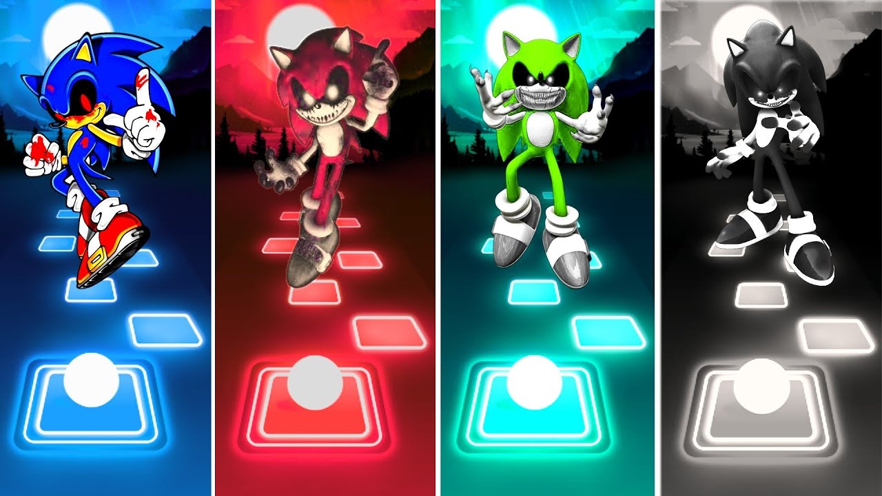 Sonic Exe Blue 🔵 - Red 🔴 -Green 🟢 - Balck ⚫ | Tiles Hop Edm Rush! # ...