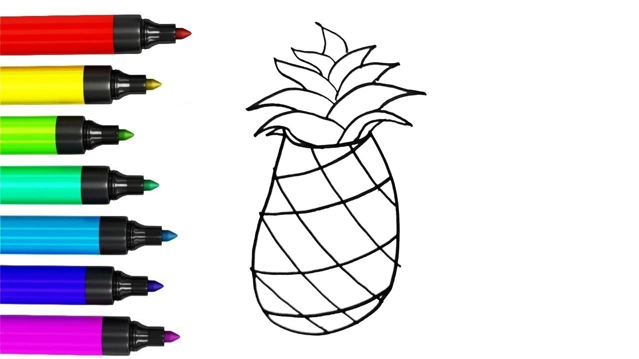 HOW TO DRAW PINEAPPLE STEP BY STEP FOR KIDS|PINEAPPLE DRAWING WITH KIDS ...