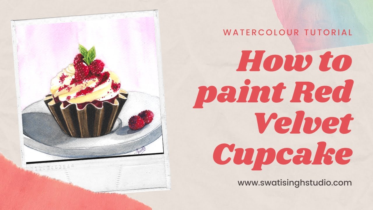 How to paint a Red Velvet Cupcake in watercolours - YouTube