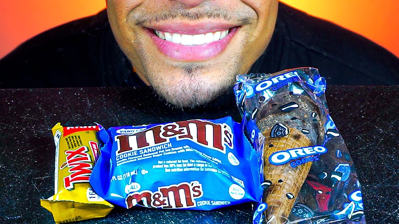 Asmr Twix Mandms Oreo Ice Cream Sandwich Bar Cone Mukban Eating Show