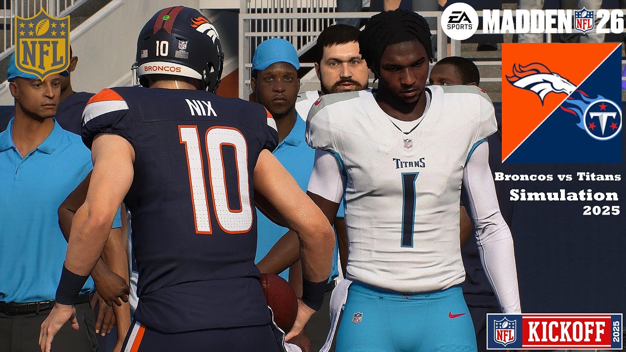 Madden 26 Game Play Bo Nix Broncos vs Cameron Ward Titans WEEK 1 2025 ...