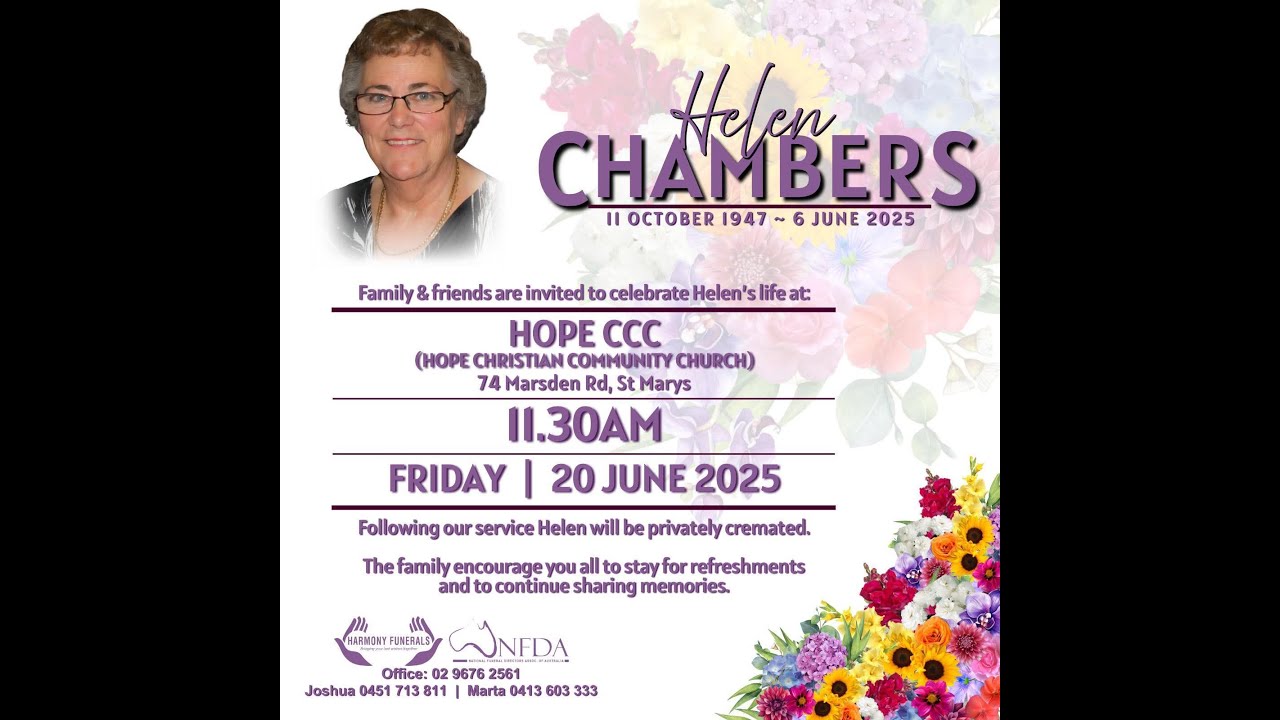 Funeral Service for Helen Chambers - YouTube