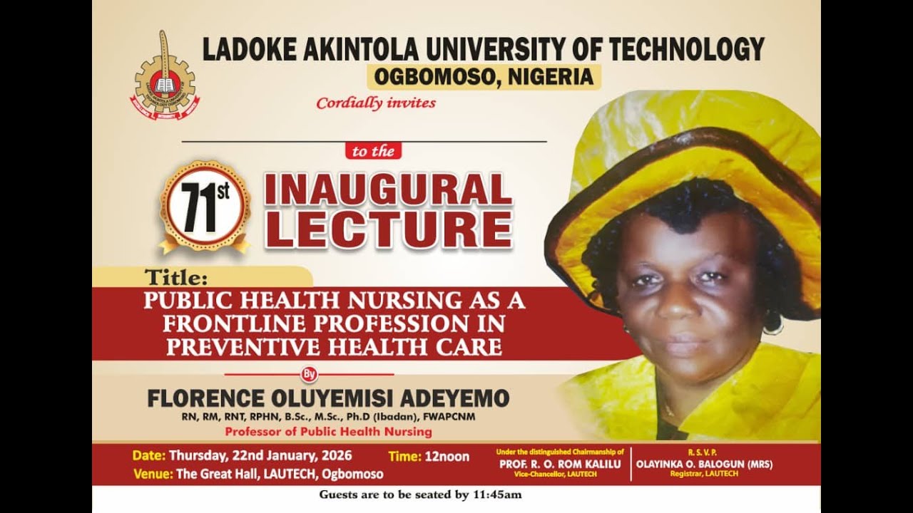 71st INAUGURAL LECTURE, LADOKE AKINTOLA UNIVERSITY OF TECHNOLOGY ...