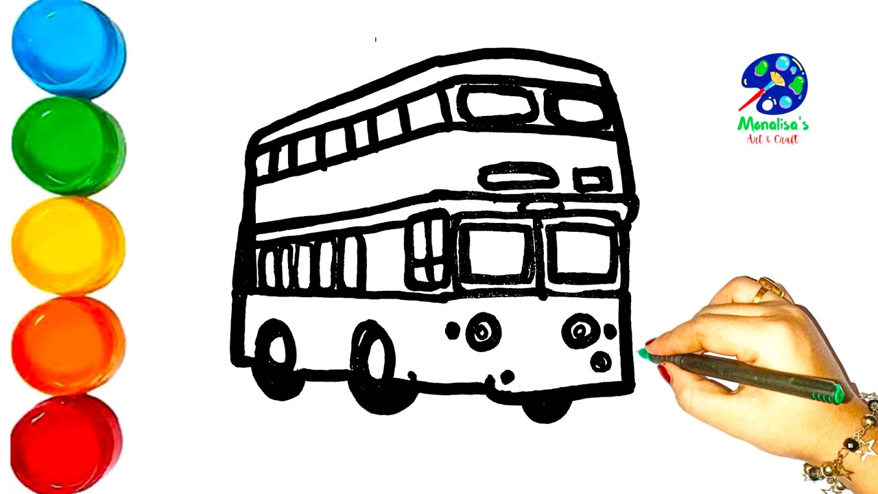 Double decker bus drawing&colouring for kids and toddlers | 🚍 |Easy to ...