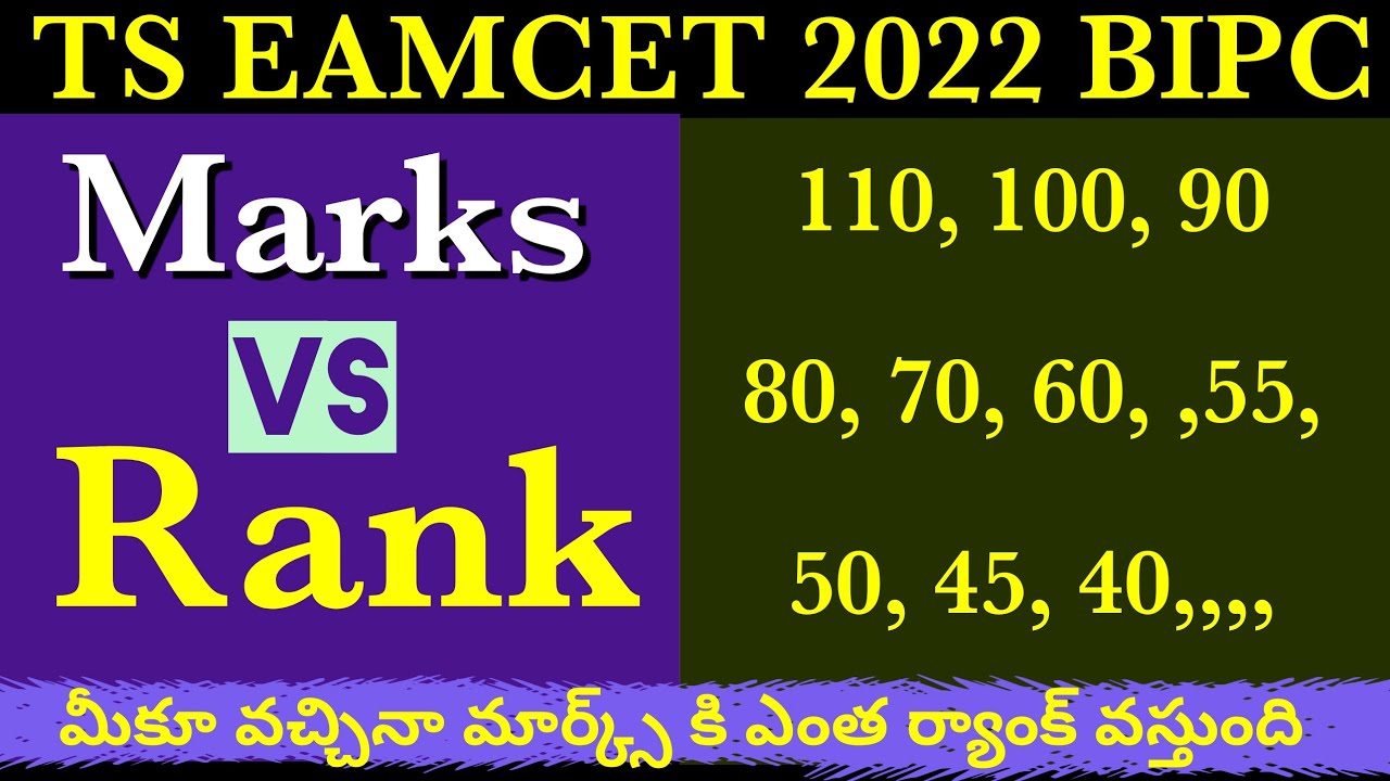 Ts Eamcet 2022 Bipc Marks vs Rank| Ts Eamcet Bipc 2022 Marks vs Rank ...