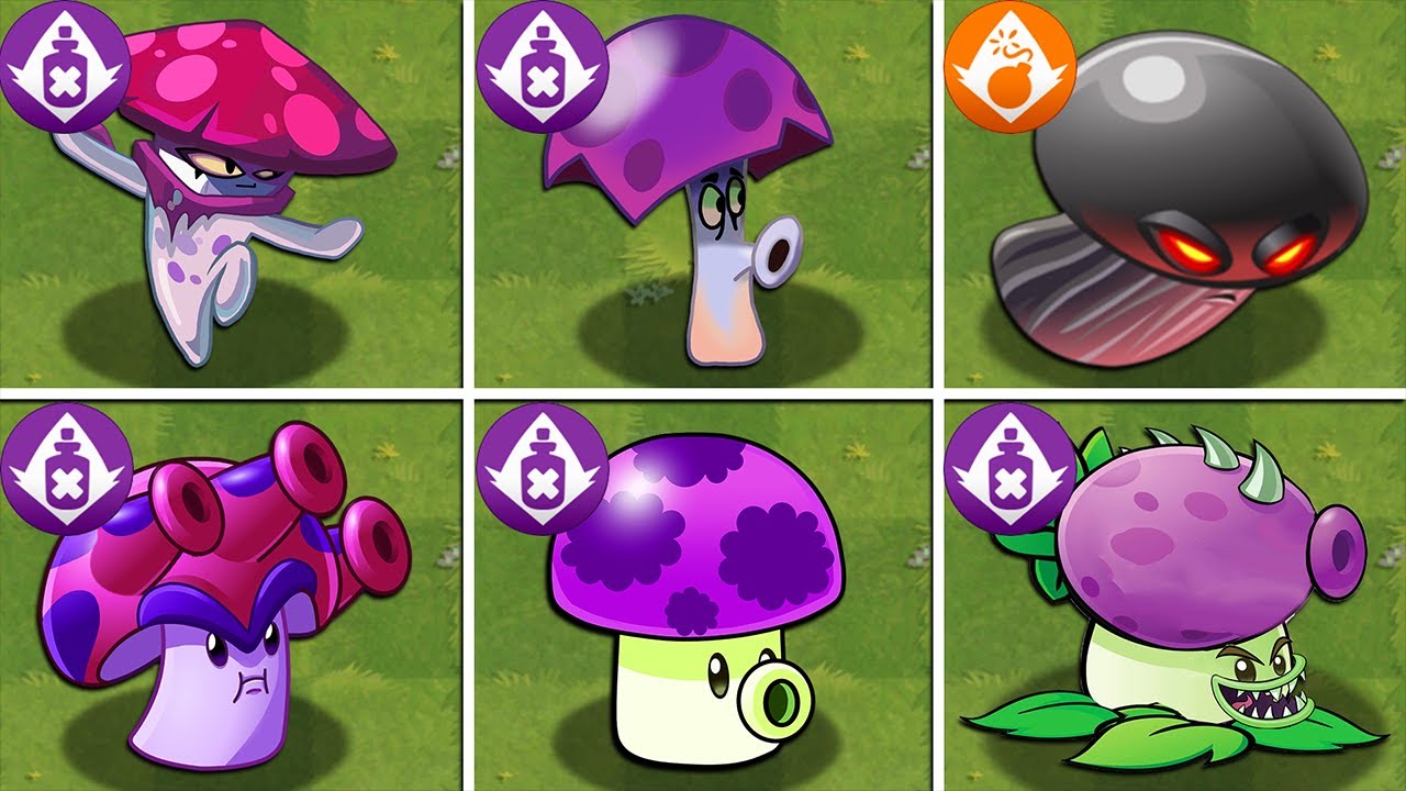 Plants vs Zombies 2 - ALL SHROOM Plants Max Level Attack PvZ 2 X200 ...
