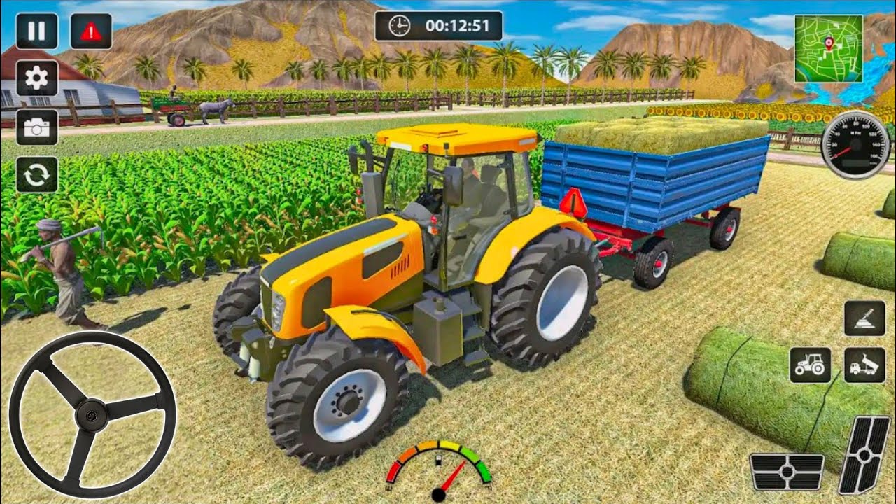 Real Tractor Farming Simulator 2024 - Harvester Tractor Driving ...
