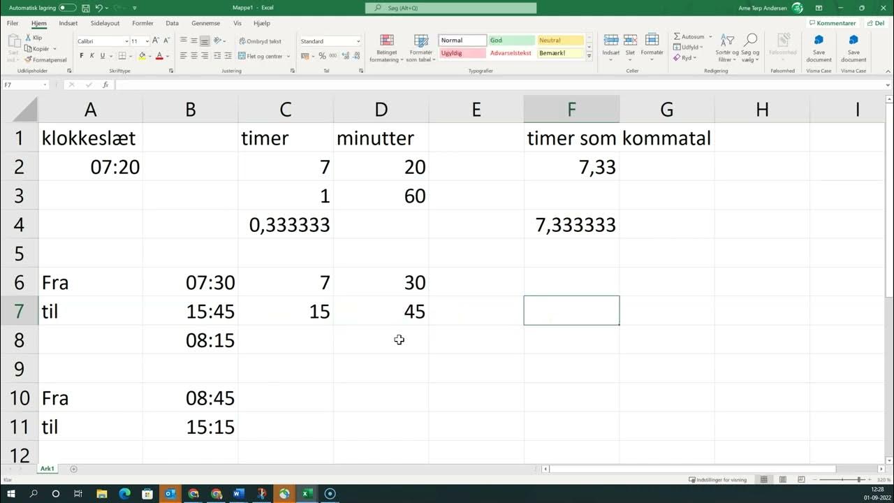 Regn Med Timer Og Minutter I Regneark YouTube regn-med-timer-og-minutter-i-regneark-youtube