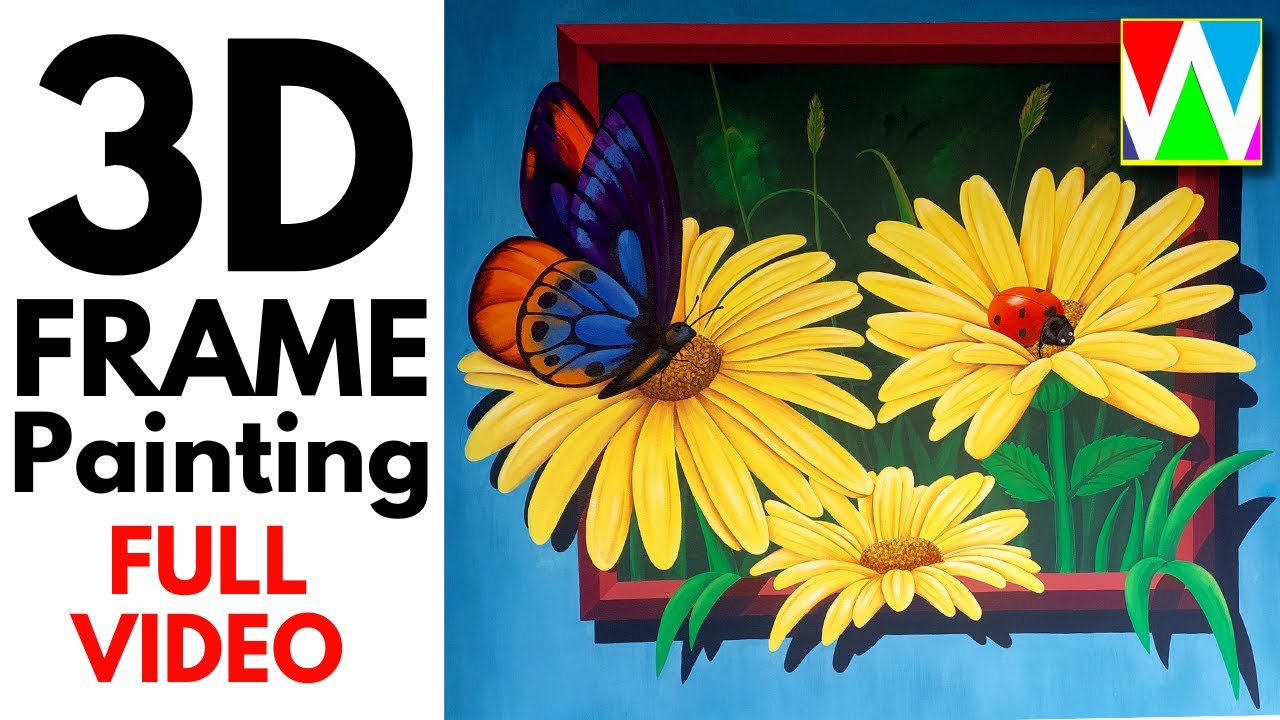 3D Wall Painting Daisy Flower Full Video @WallPaintingMumbai Flower ...