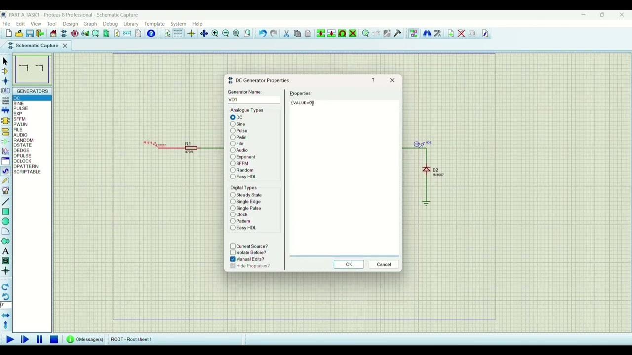 PART A:ANALOGUE CIRCUIT ANALYSIS TASK 1: DIODE CHARACTERISTIC USING PROTEUS VSM - YouTube