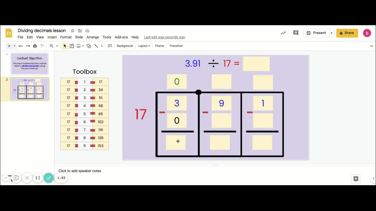 Dividing Decimals with the Box Method - YouTube