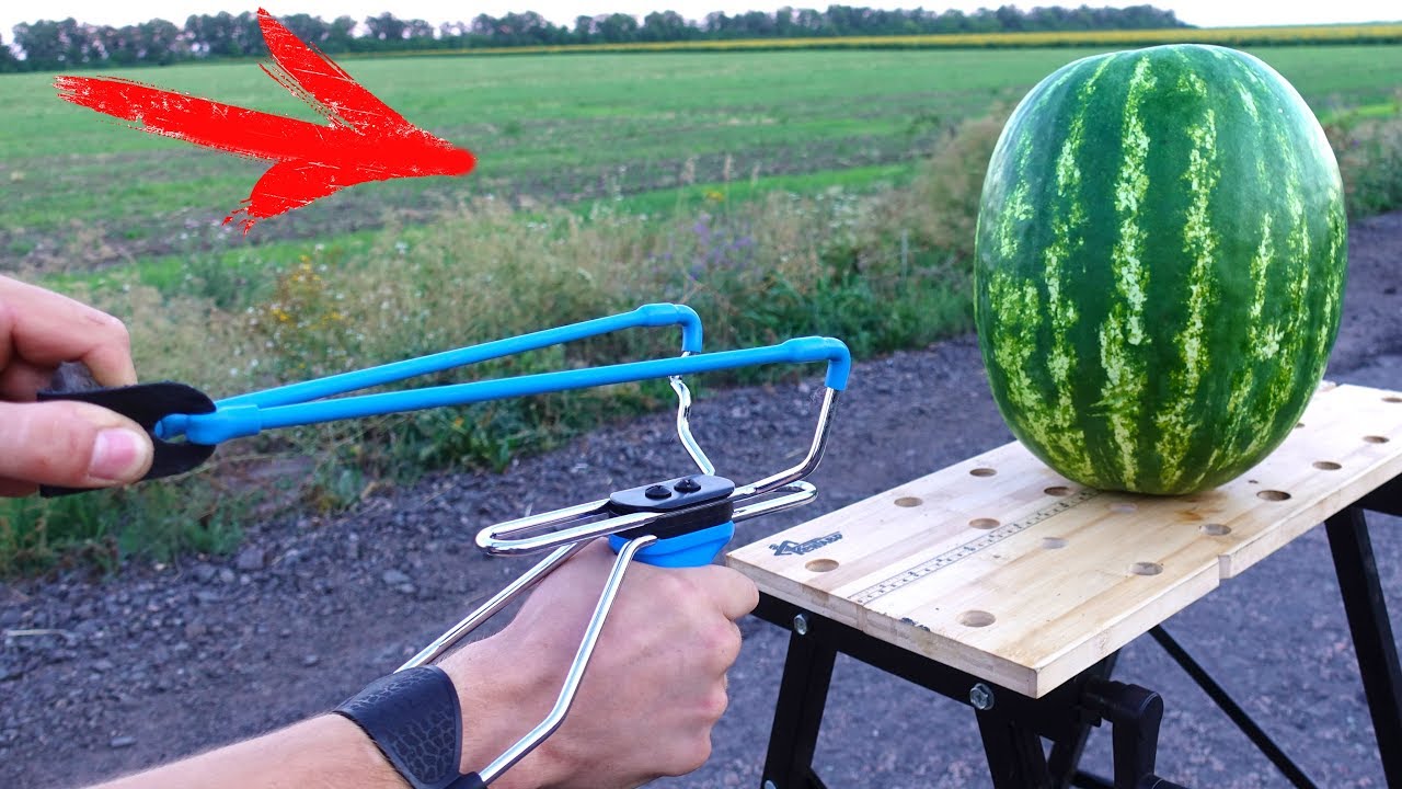 EXPERIMENT: SLINGSHOT VS WATERMELON - YouTube