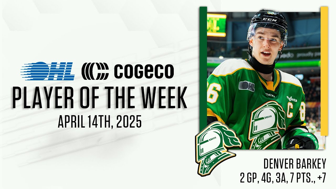 Knights' Denver Barkey named Cogeco OHL Player of the Week - YouTube