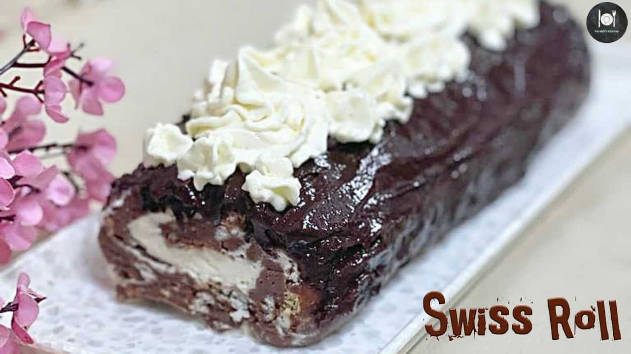 No Bake Swiss Roll Recipe | Biscuit Swiss Roll | Farahil’s Kitchen ...