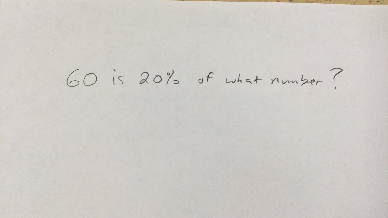 60 Is 20 Of What Number Use A Double Number Line To Find The Unknown