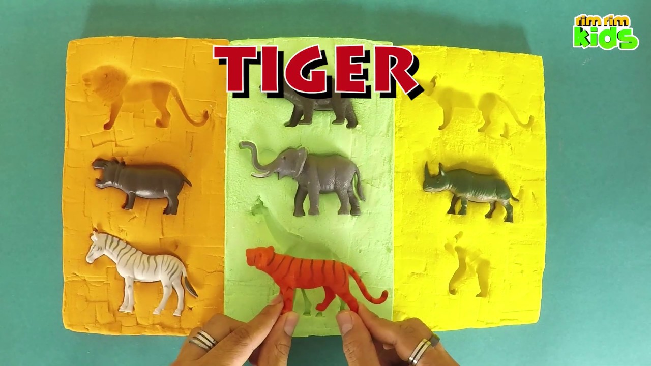 Learn wild animals names and sounds for kids with animal toys || Rim ...