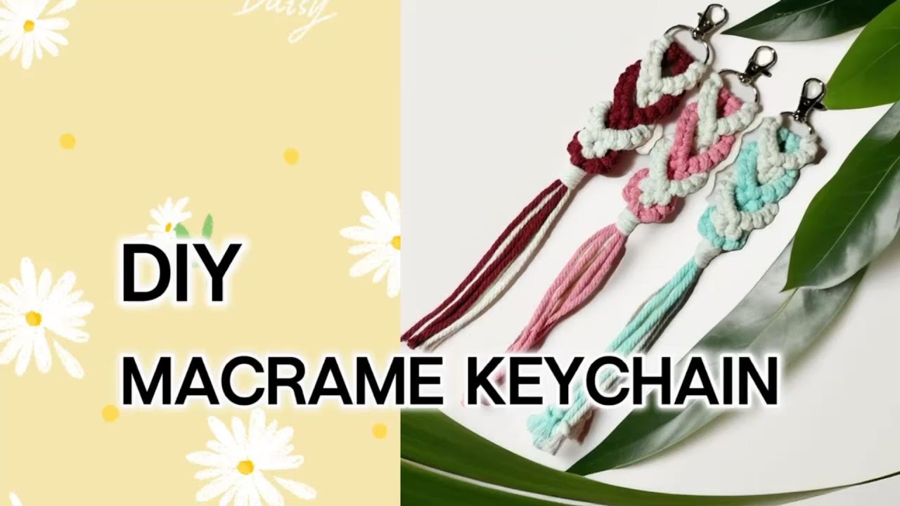 Easy Macrame Keychain / Macrame keychain two colours / How to make ...