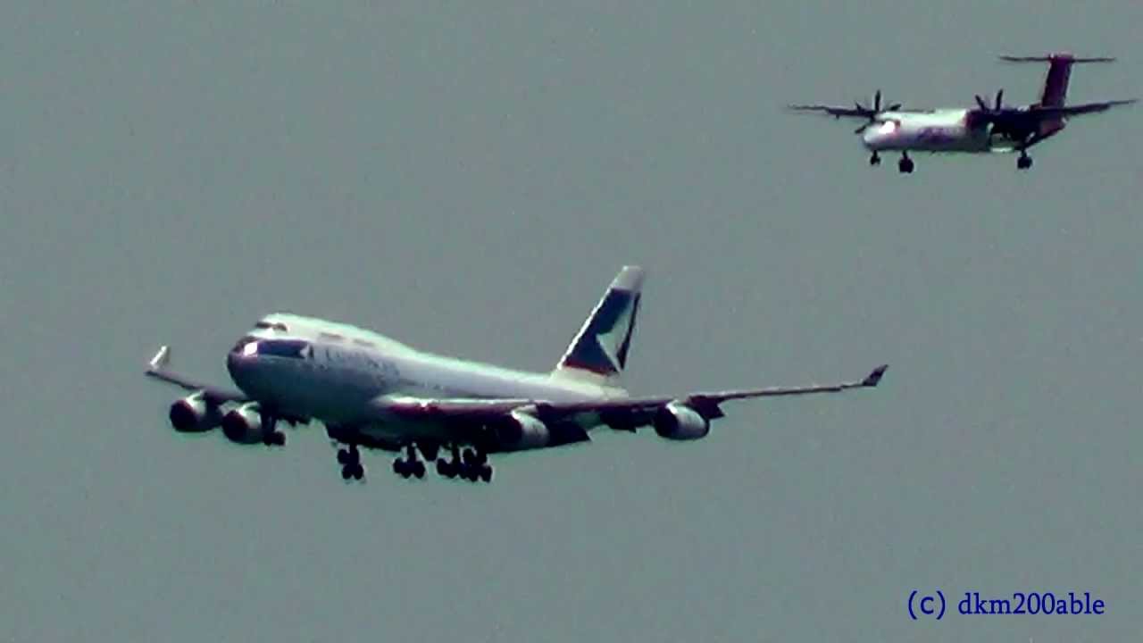 [Parallel] Cathay Pacific 747-400 and Horizon Air Q400 Landing @ SFO ...