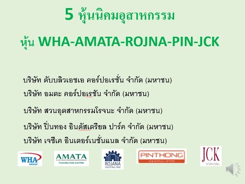 5 หุ้น นิคมอุตสาหกรรมชั้นนำ หุ้น WHA, หุ้น AMATA, หุ้น ROJNA, หุ้น PIN, หุ้น JCK - YouTube
