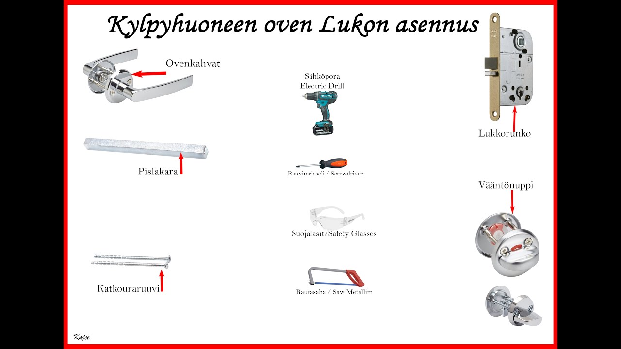 Kylpyhuoneen oven Lukon asennus - YouTube